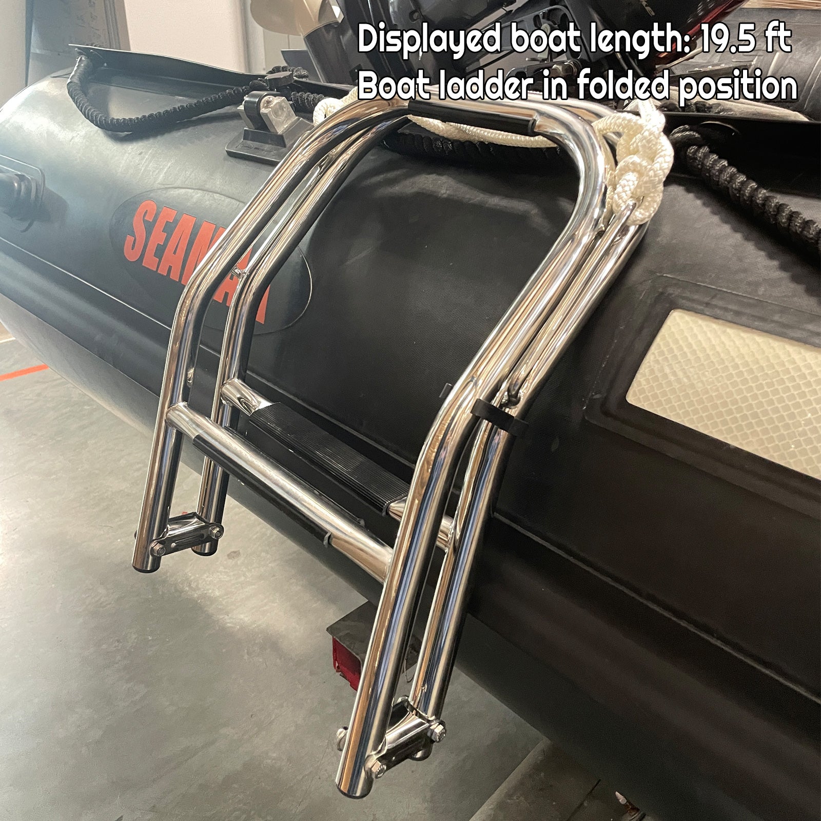 Seamax 3 Step Boat Boarding Ladder with Built in Handle,316 Stainless ...