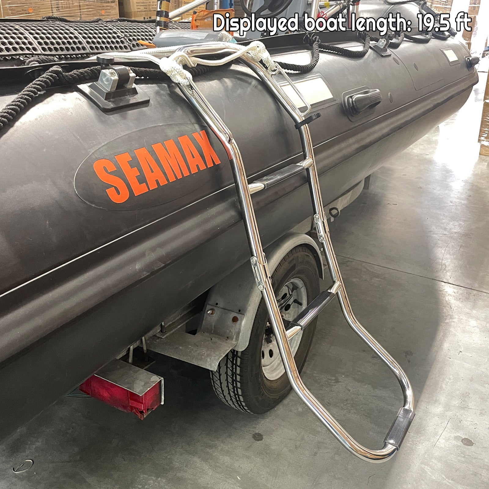 Seamax 3 Step Boat Boarding Ladder with Built in Handle,316 Stainless ...