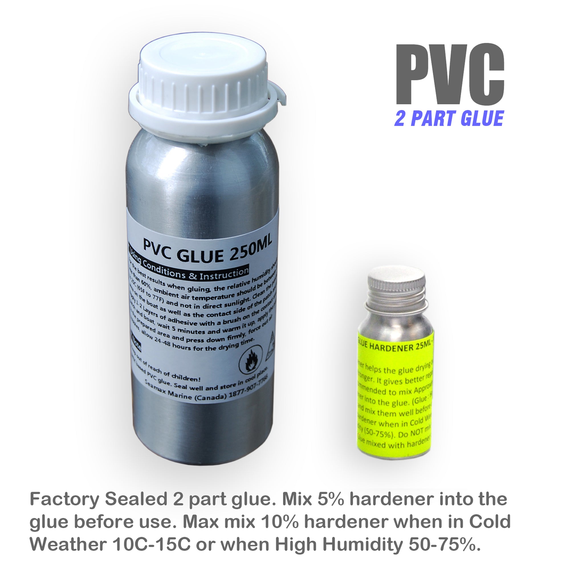 Factory Conditioned 2 Part Glue for PVC or Hypalon Inflatable Boats ...
