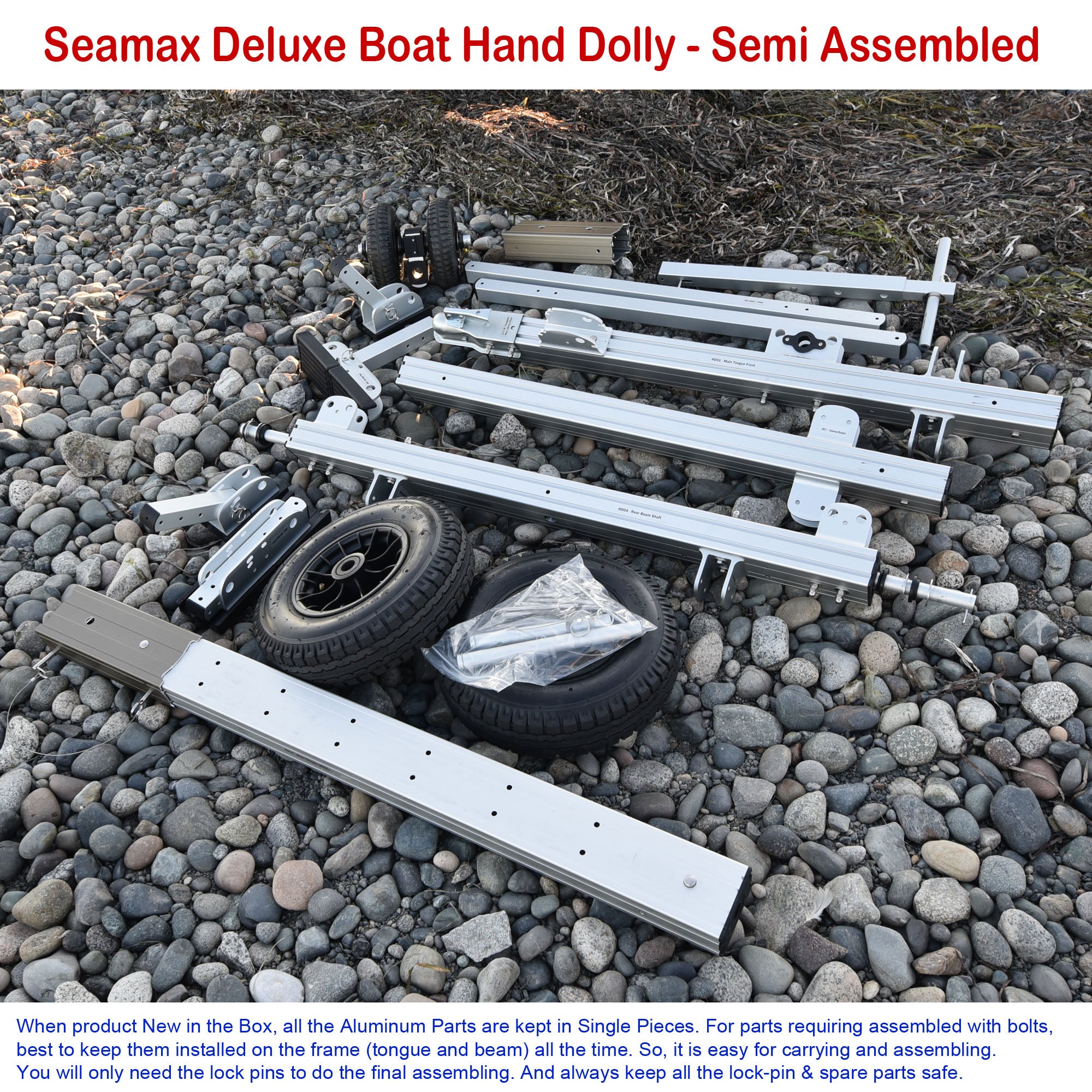Seamax New Deluxe Aluminum Portable Boat Hand Dolly Set - Heavy Duty ...