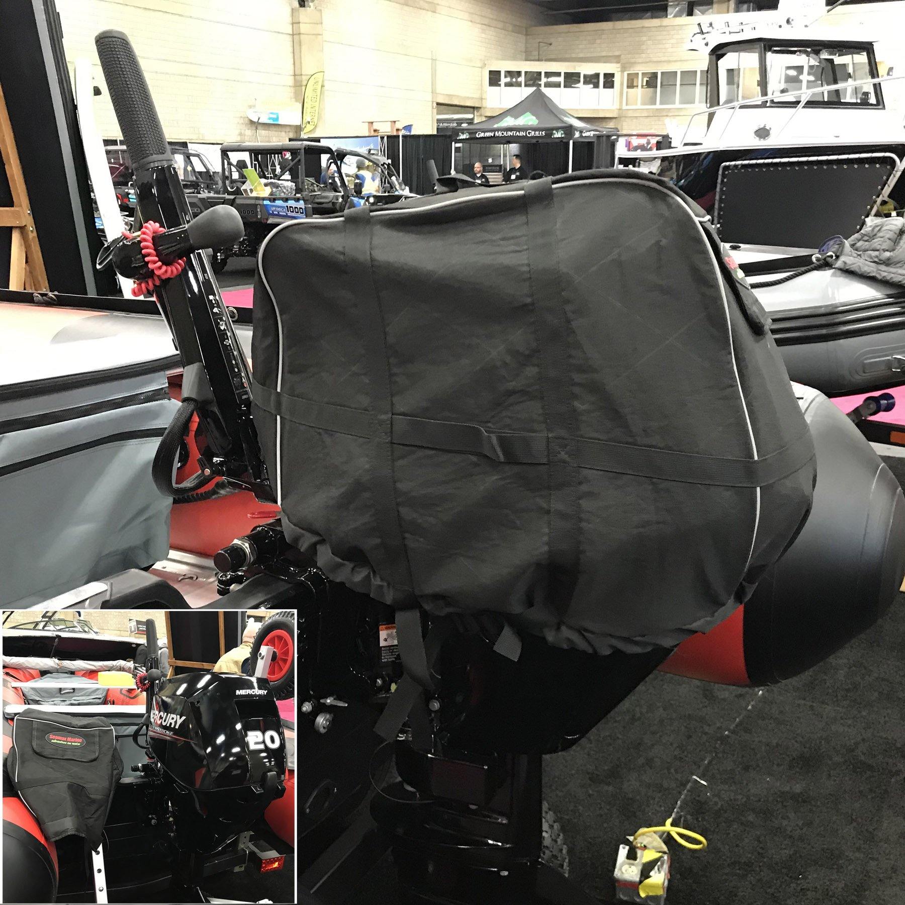 Seamax Outboard Motor Cowling Cover with Carrying Handle, Reflective L ...