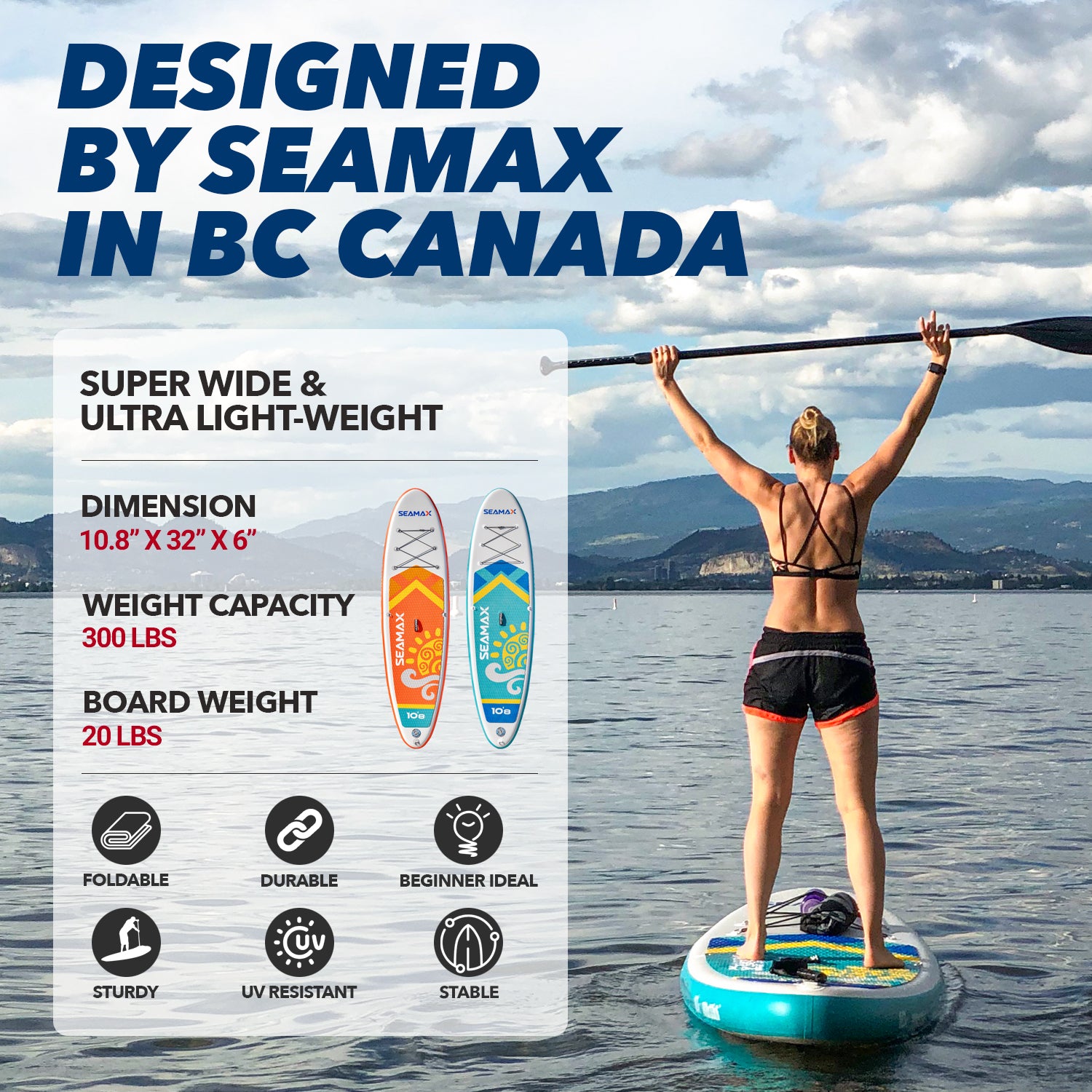 Seamax SeaDancer 108 Inflatable SUP Package, Dimensions L10'8ft x W32 ...