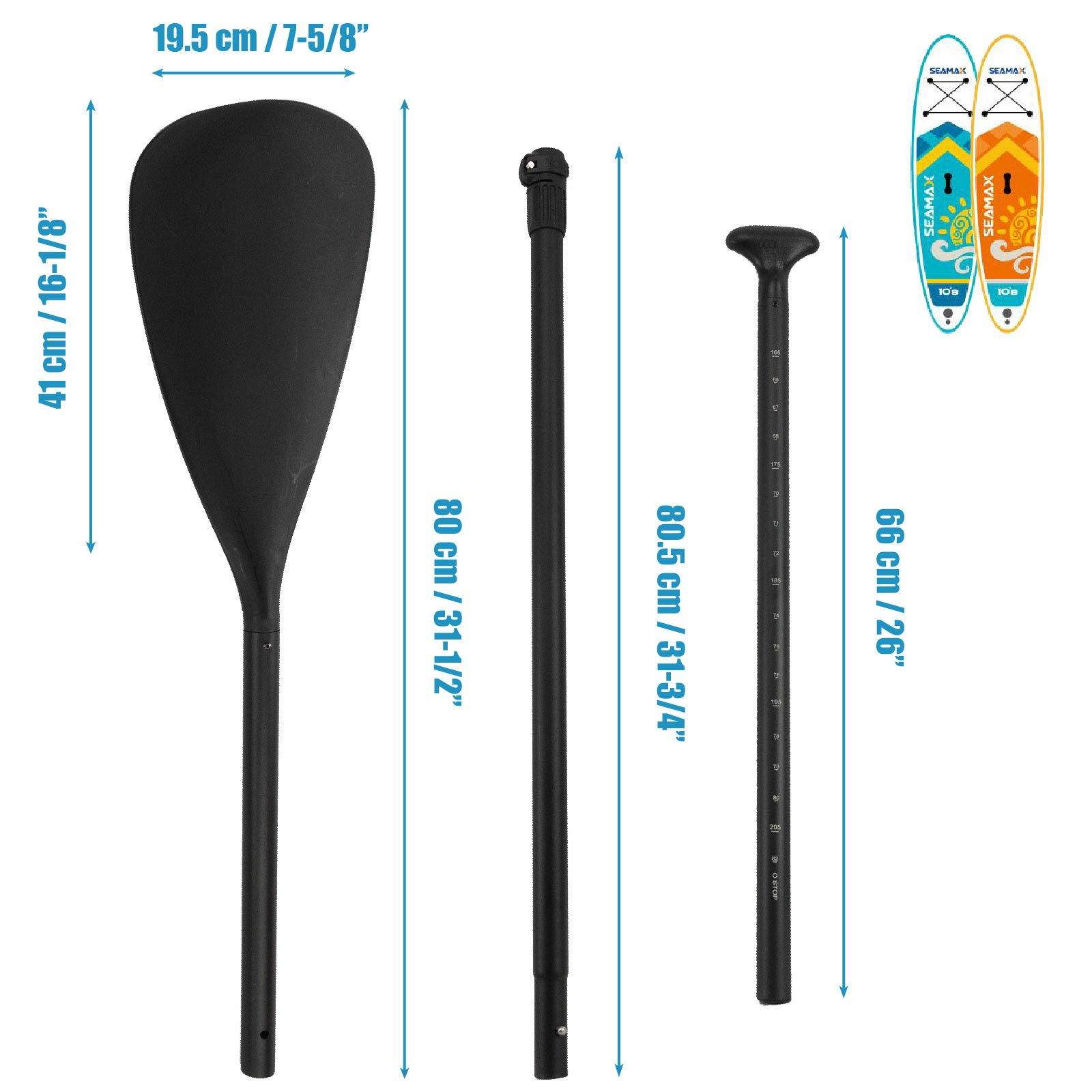 SUP Paddle with 3-Sections Adjustable Aluminum Shaft and Rigid Fibergl ...