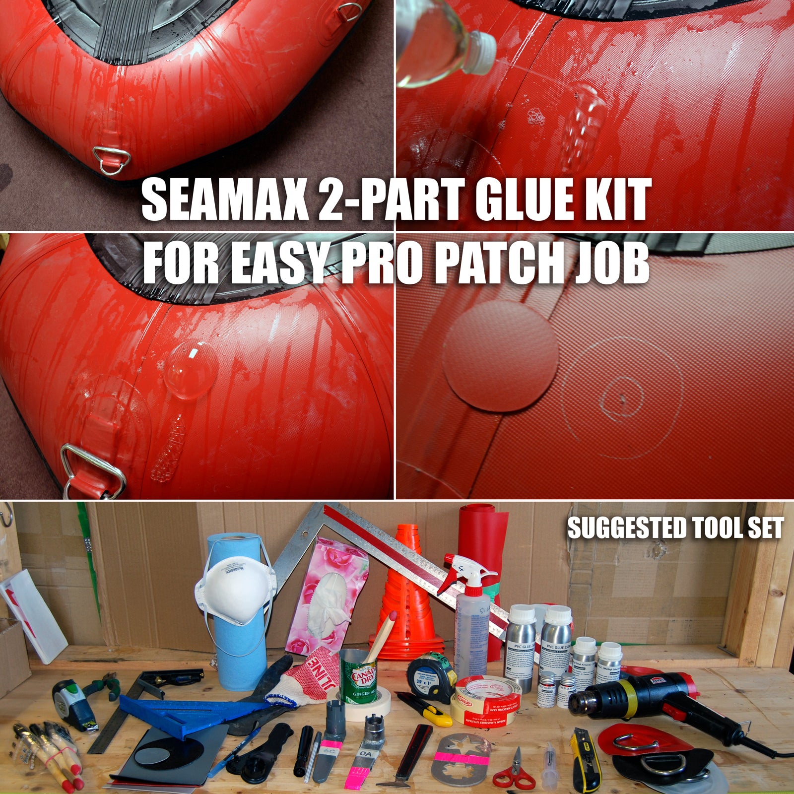 Factory Conditioned 2 Part Glue for PVC or Hypalon Inflatable Boats ...